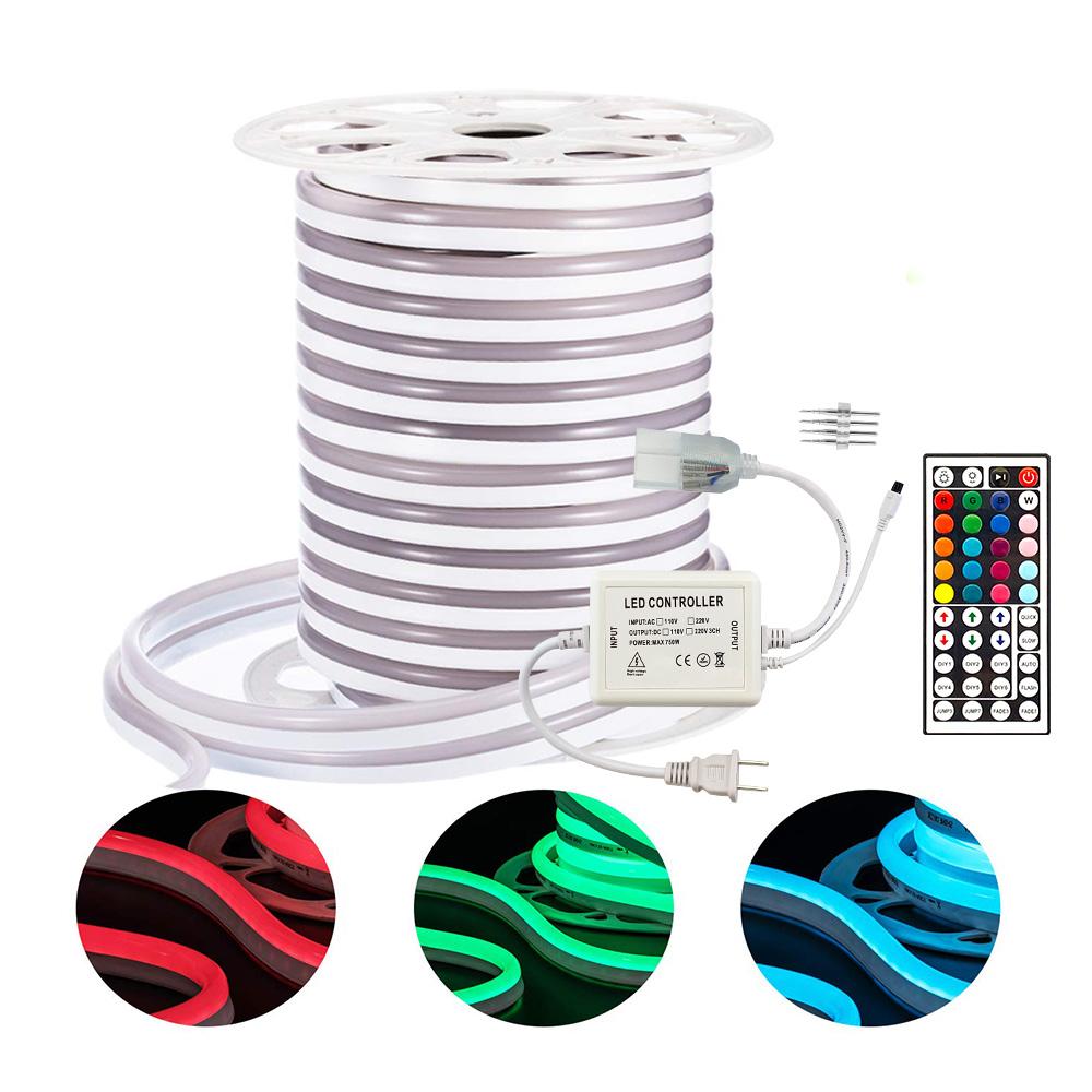 LED RGB Color Changing Flex Neon Light 120V AC 164 ft Kit — Elumalight